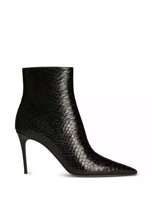 Paris Texas Vera Snake-effect Stiletto Boots - Black