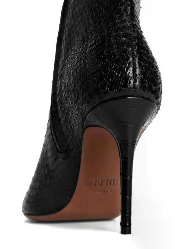 Paris Texas Vera Snake-effect Stiletto Boots - Black