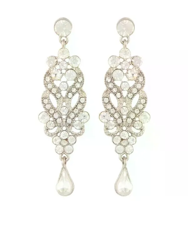SUSAN CAPLAN 1980s Crystal Drop Earrings - Silver