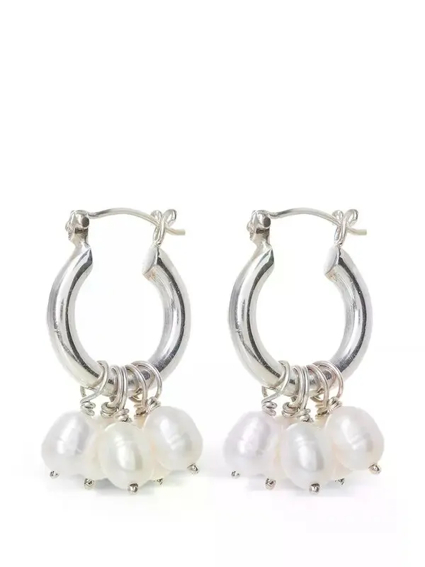 FREYA ROSE Mini Hoop Earrings With Pearls - Silver