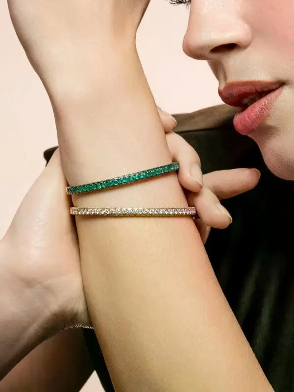 Shay Emerald Bangle - Gold