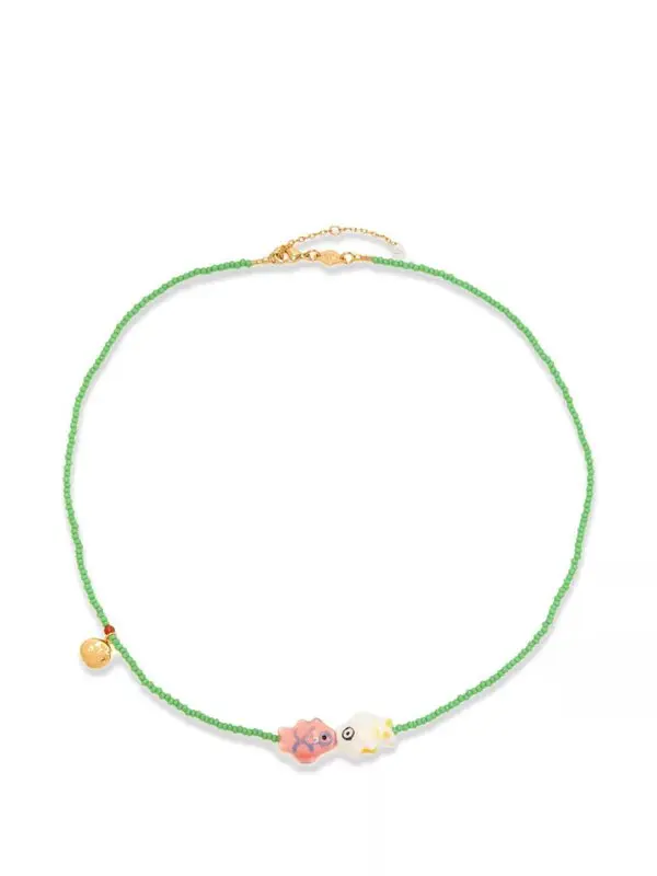 Anni Lu Fish Charm Beaded Necklace - Green