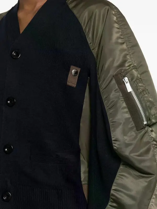 Sacai Paneled Buttoned Bomber Jacket
