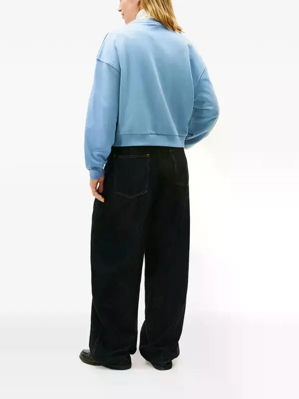 Tommy Hilfiger Buttoned Logo-embroidered Sweatshirt - Blue