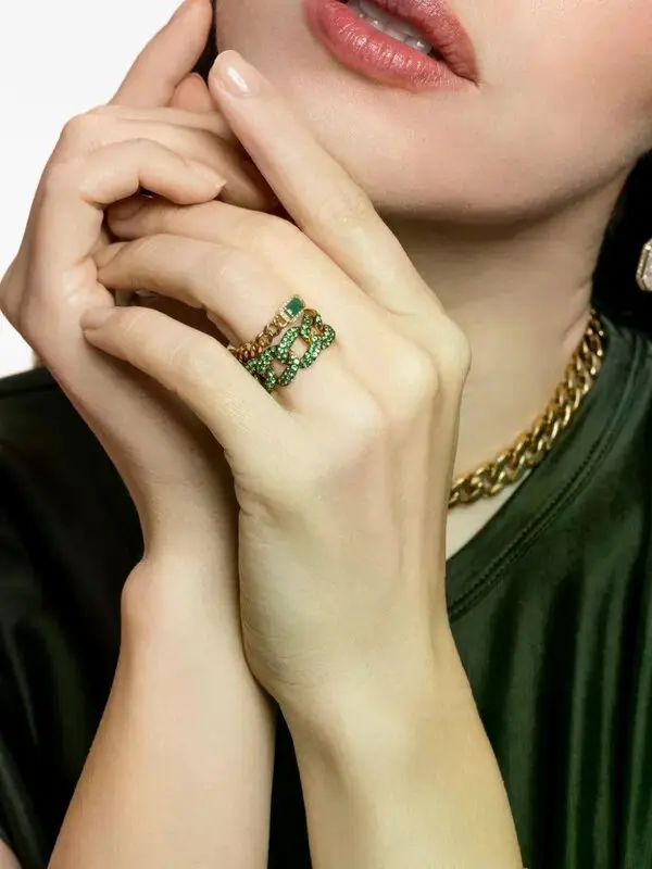 Shay Green Garnet Link Ring