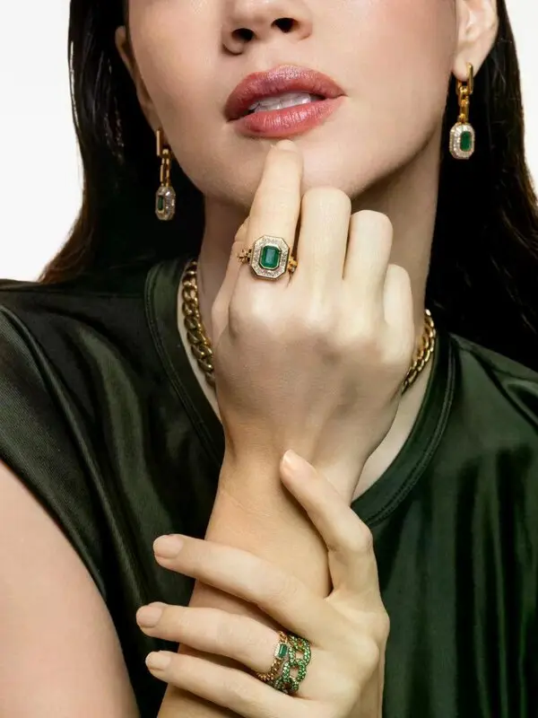 Shay Emerald Rectangle Link Ring