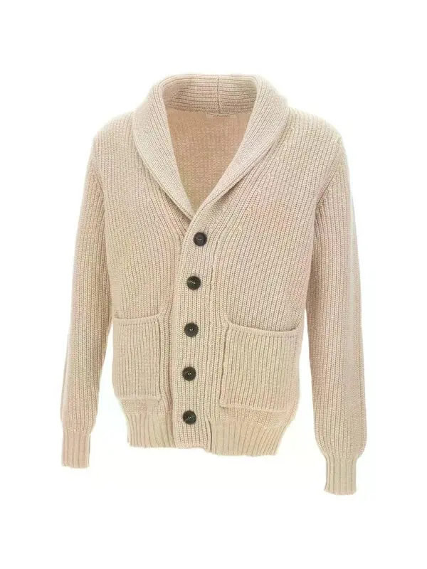 FILIPPO DE LAURENTIIS Ribbed Shawl-collar Cardigan - Neutrals