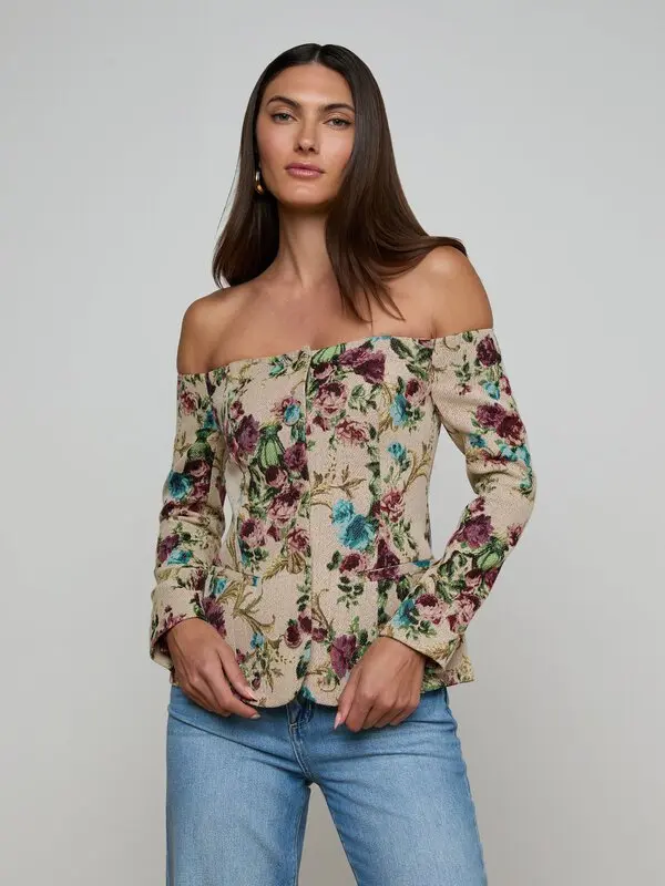 L'Agence Alice Floral Tapestry Blazer Top