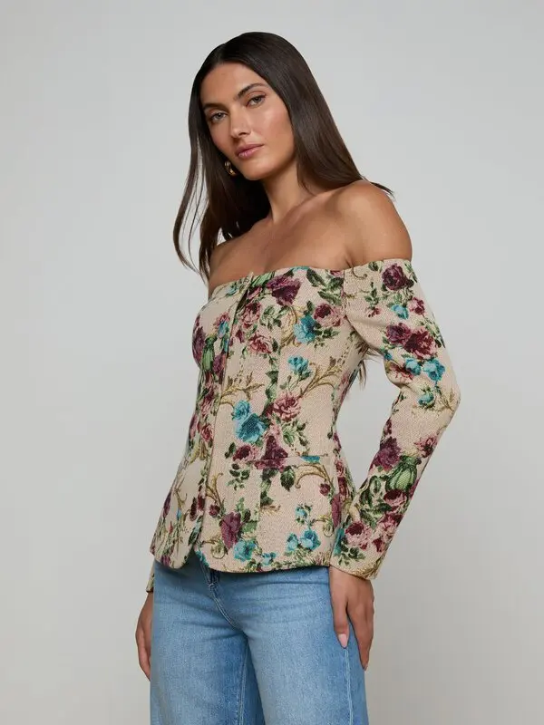 L'Agence Alice Floral Tapestry Blazer Top