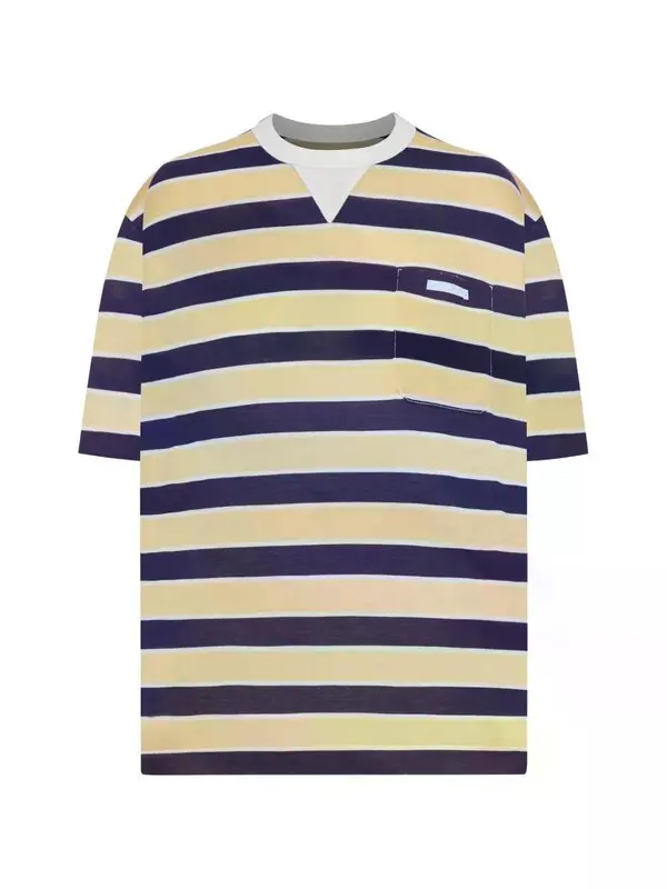 Prada Bayadere Striped Lisle Cotton T-shirt - Yellow