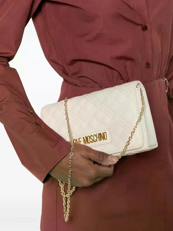 Moschino Quilted Chain Clutch Bag - Neutrals