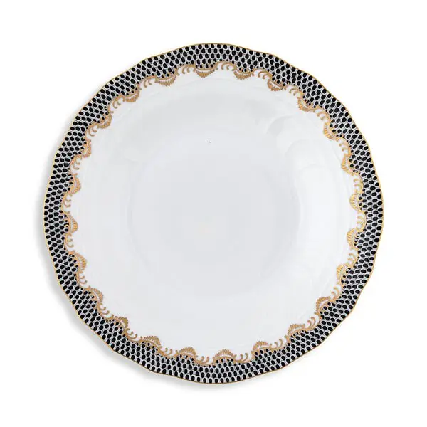 HEREND Porcelain Dessert Plate - Black