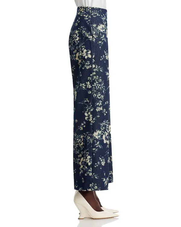 Elie Tahari The Gabby Denim Burnout Floral Print Pants