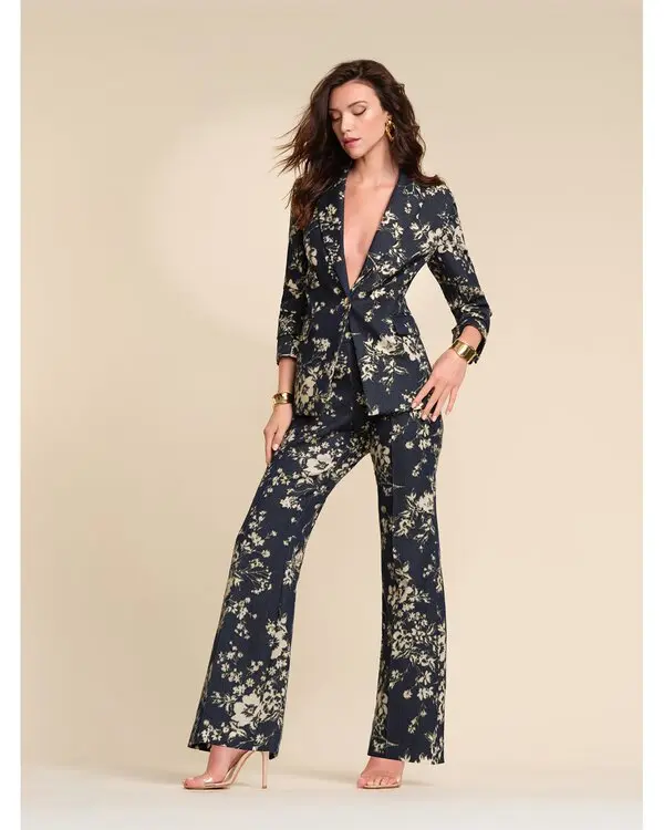 Elie Tahari The Gabby Denim Burnout Floral Print Pants