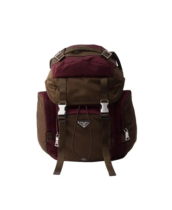 Prada Re-nylon And Saffiano Leather Backpack - Burgundy