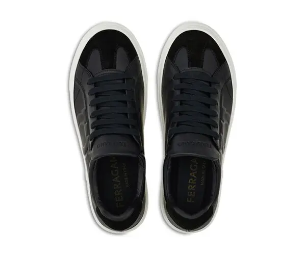 FERRAGAMO Gancini Leather Sneakers - Nero