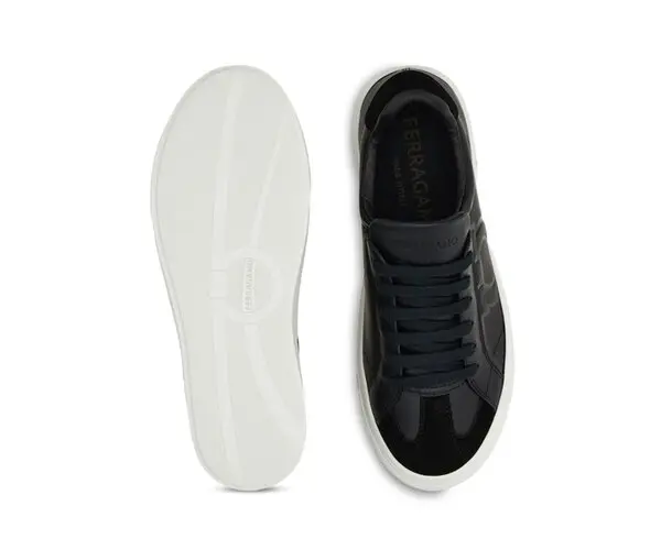 FERRAGAMO Gancini Leather Sneakers - Nero