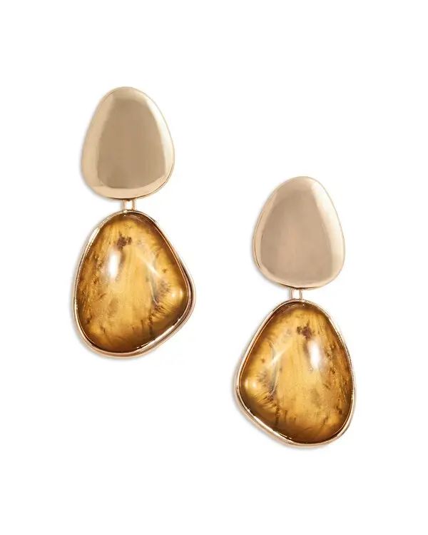 SELF-PORTRAIT Tiger Eye Resin Tiered Drop Earrings