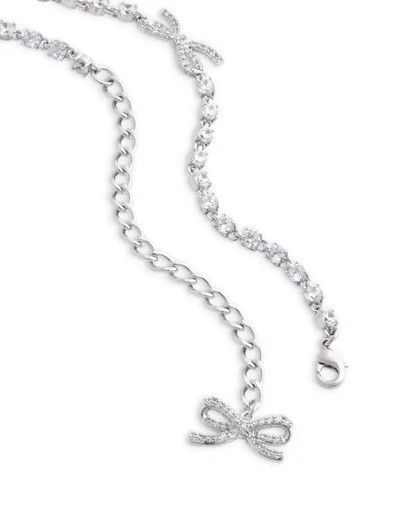 SELF-PORTRAIT Crystal Bow Collar Necklace - Silver