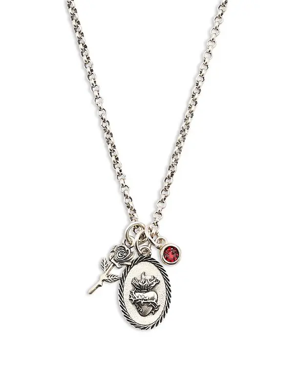 SERGE DENIMES Triple Charm Pendant Necklace - Silver