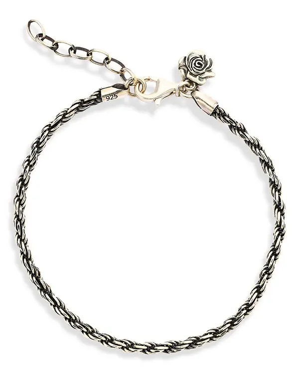 SERGE DENIMES Rose Charm Rope Bracelet - Silver