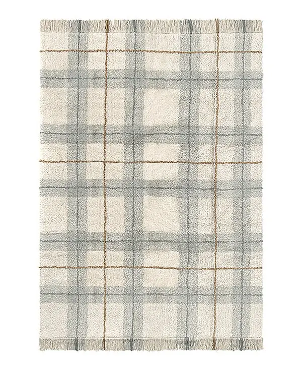 LORENA CANALS Wouf Wouf Washable Rug Tartan Blue Sage 2'11x3'11 Area Rug - Natural