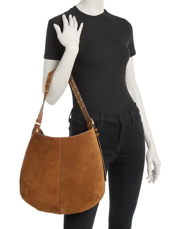 Rebecca Minkoff Naomie Suede Hobo Shoulder Bag - Cannella
