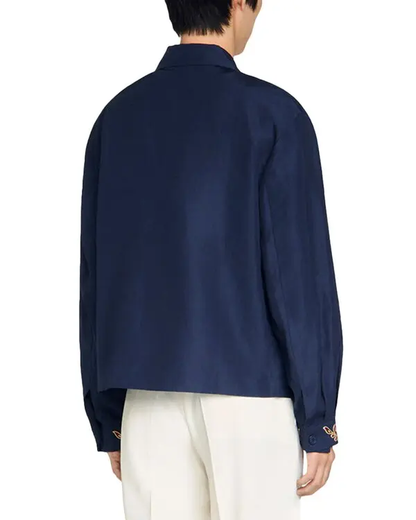 Sandro Embroidered Wing Collar Jacket