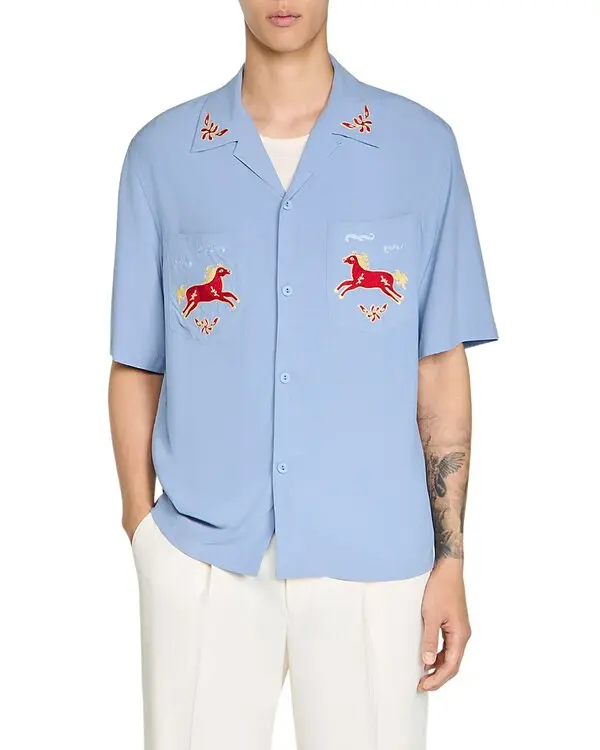 Sandro Embroidered Horse Loose Fit Shirt - Misc