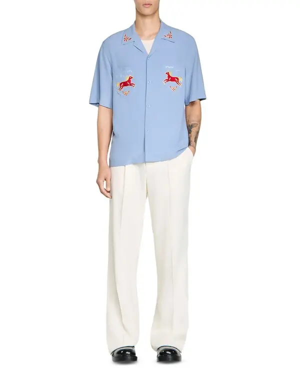 Sandro Embroidered Horse Loose Fit Shirt - Misc