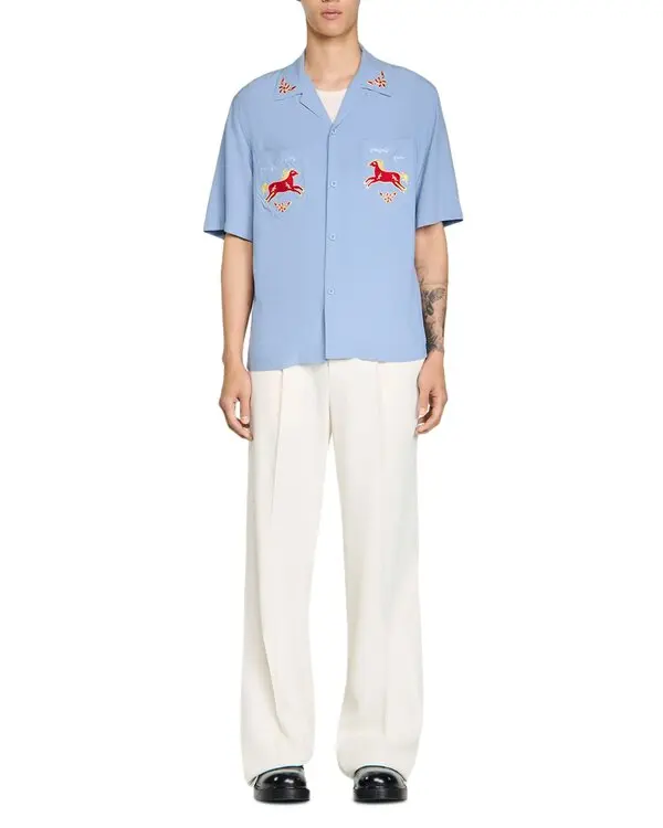 Sandro Embroidered Horse Loose Fit Shirt - Misc