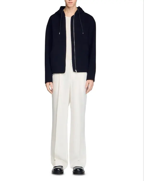 Sandro Hooded Zip-up Wool Jacket