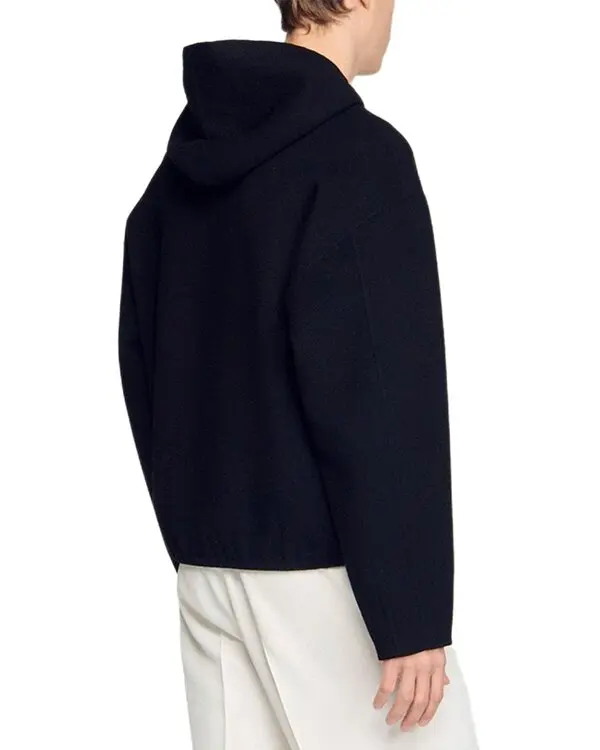 Sandro Hooded Zip-up Wool Jacket