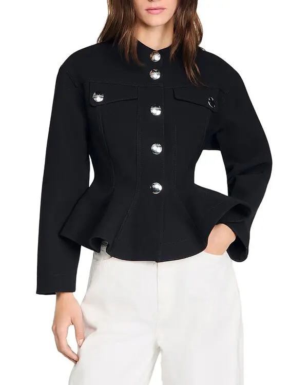 Sandro Cropped Ruffle Peplum Jacket