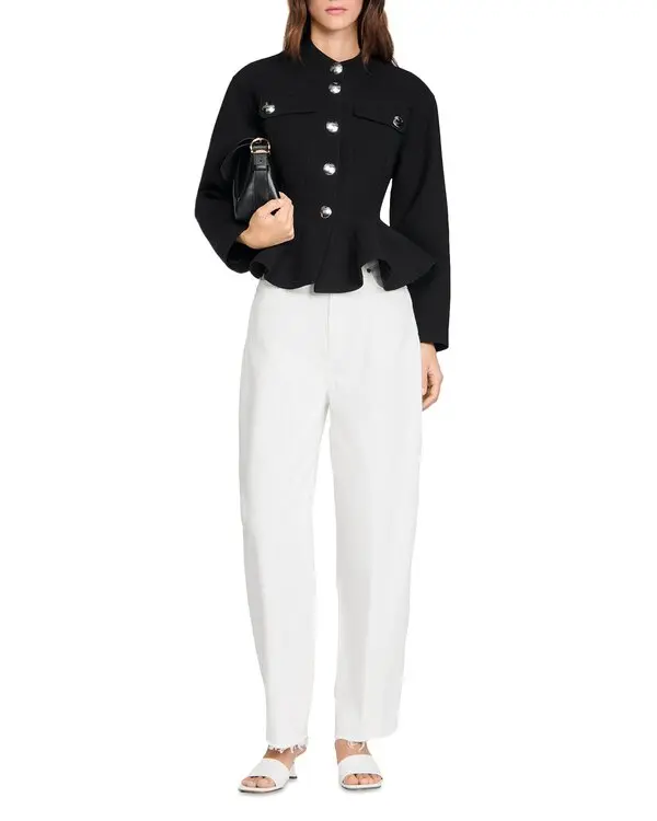 Sandro Cropped Ruffle Peplum Jacket