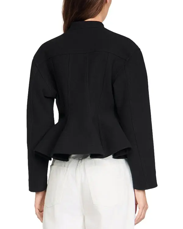Sandro Cropped Ruffle Peplum Jacket