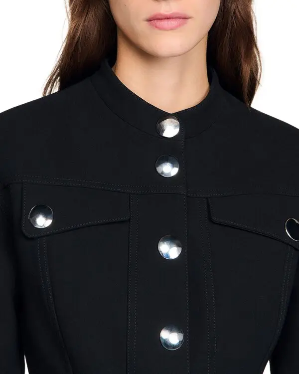 Sandro Cropped Ruffle Peplum Jacket