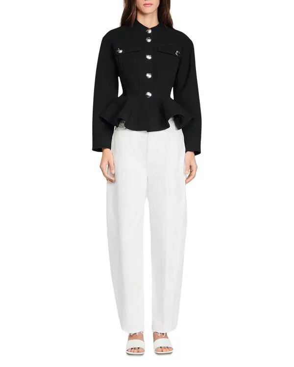 Sandro Cropped Ruffle Peplum Jacket