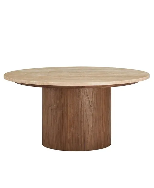 MODWAY Kioni Round Travertine Coffee Table