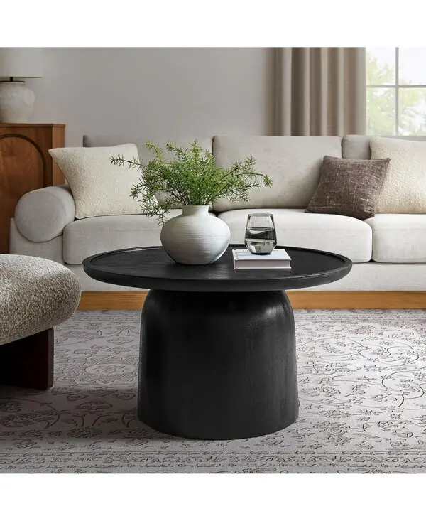 MODWAY Holloway 30 Round Wood Coffee Table - Black