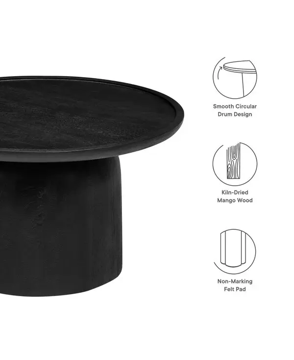 MODWAY Holloway 30 Round Wood Coffee Table - Black