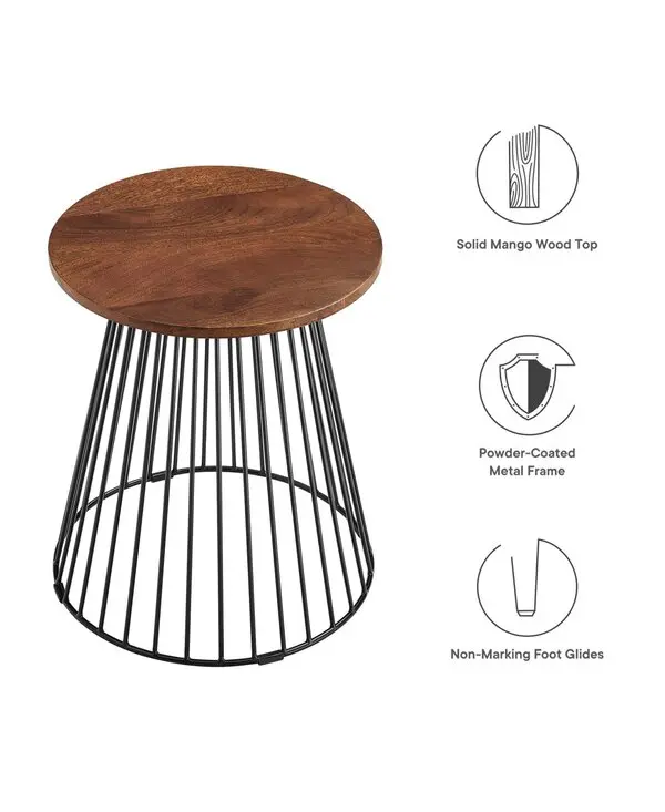 MODWAY Valeo Round Wood And Metal Side Table