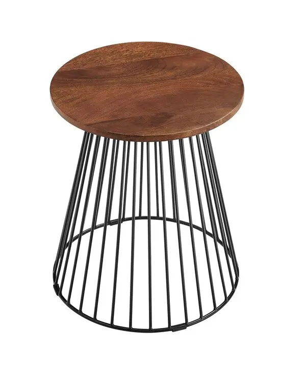 MODWAY Valeo Round Wood And Metal Side Table