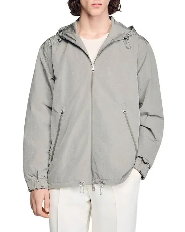 Sandro Technical Hooded Jacket - Aluminum