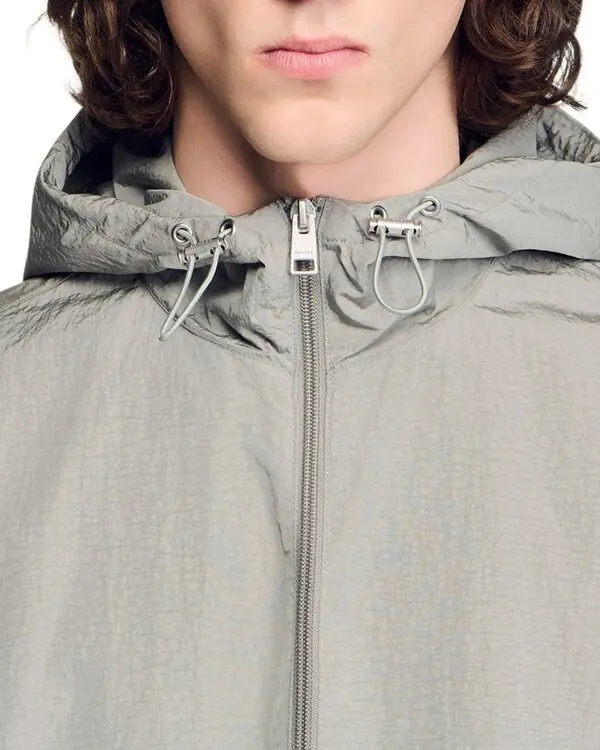 Sandro Technical Hooded Jacket - Aluminum