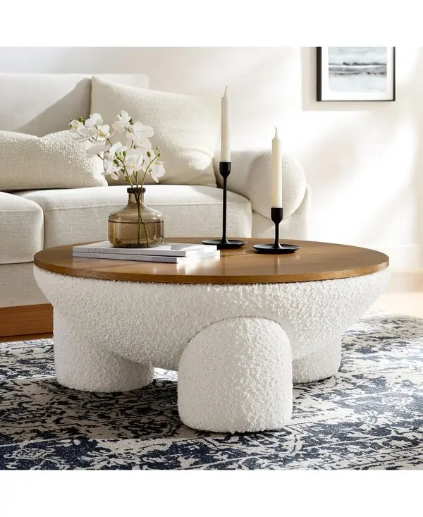MODWAY Tridome Round Boucle Upholstered Storage Coffee Table