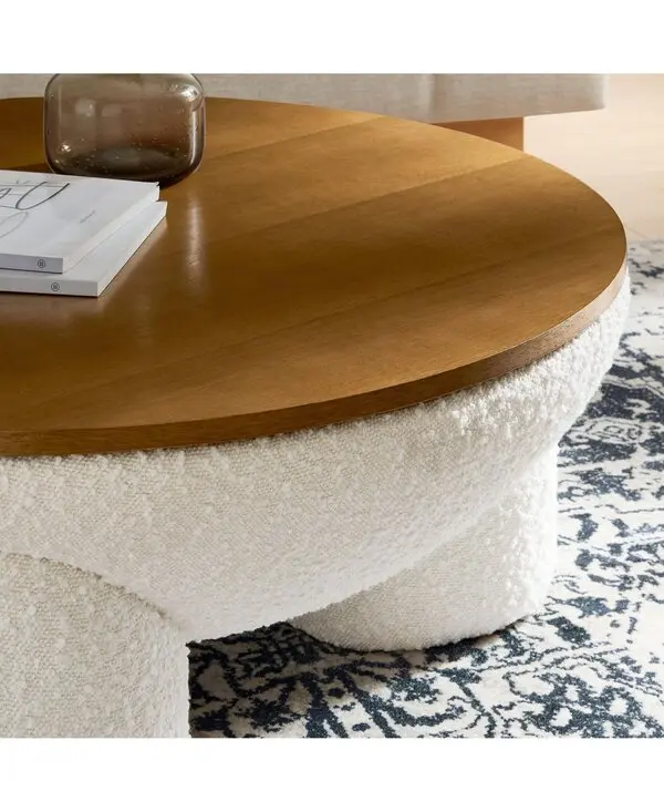 MODWAY Tridome Round Boucle Upholstered Storage Coffee Table