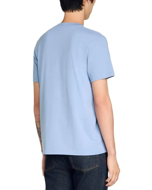 Sandro Embroidered Horse Cotton Tee - Sky Blue