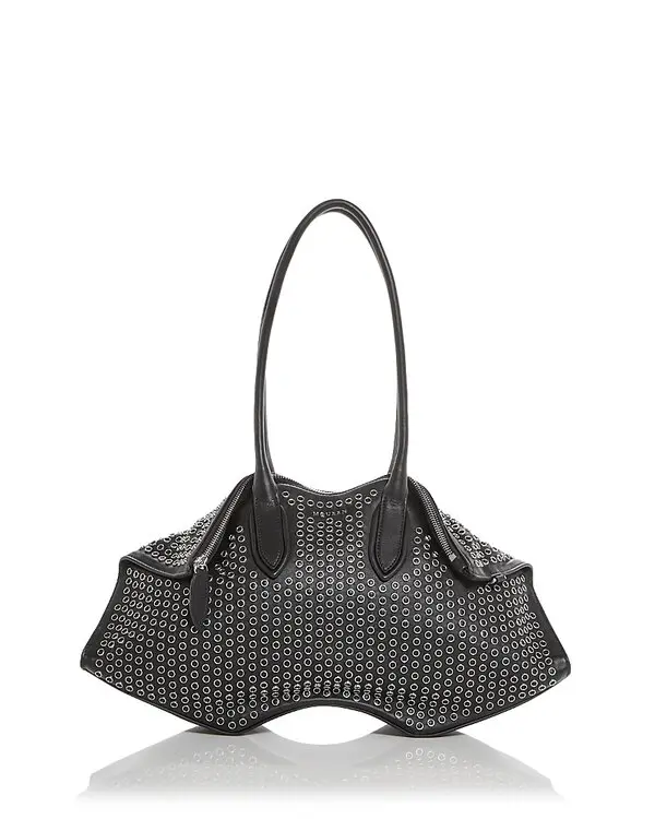 Alexander McQueen Leather Manta Bag With Eyelet Studs - Black