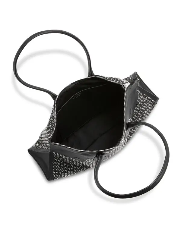 Alexander McQueen Leather Manta Bag With Eyelet Studs - Black